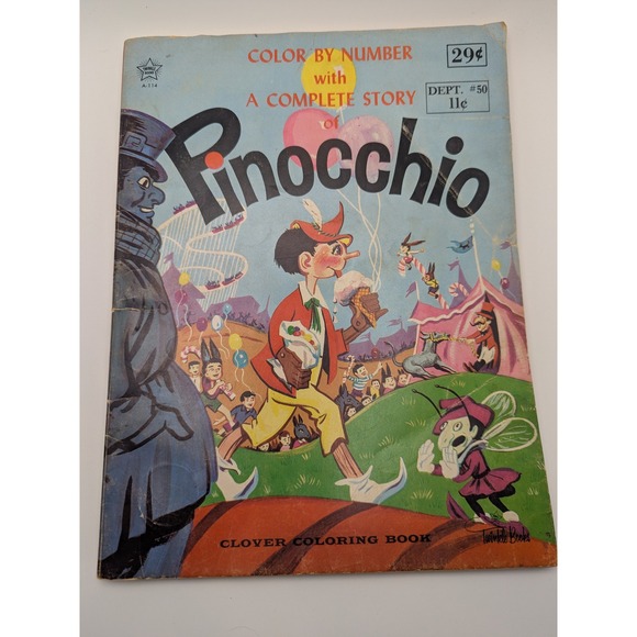 Clover Coloring Book | Office | Vintage Pinocchio Color By Number Book ...
